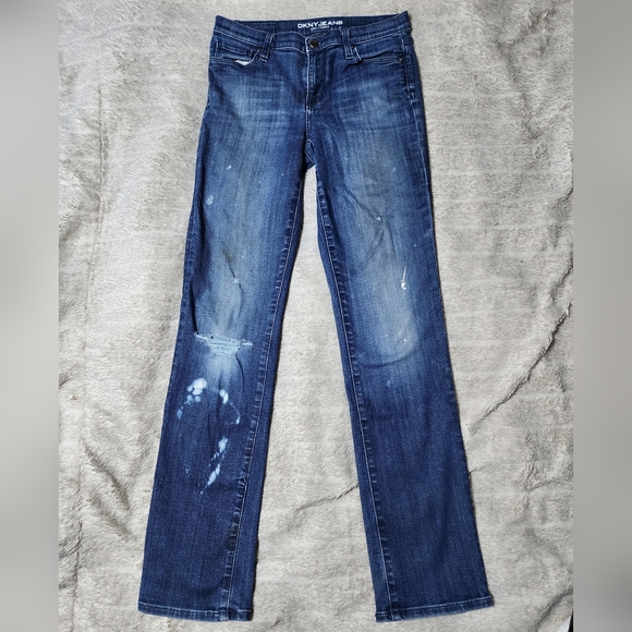Dkny | Jeans | Dkny Soho Straight Leg Distressed Bleach Splattered Mod ...